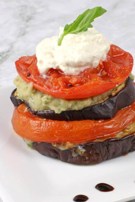 Roasted Eggplant Tomato Stacks • Healthy Midwestern Girl