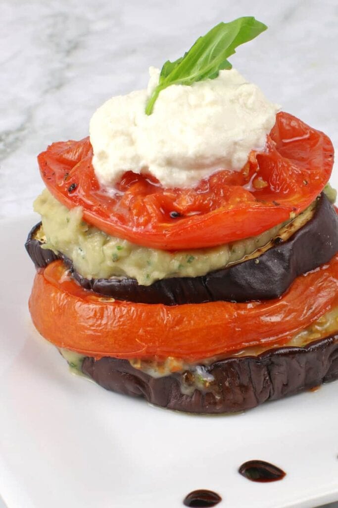 Roasted Eggplant Tomato Stacks • Healthy Midwestern Girl