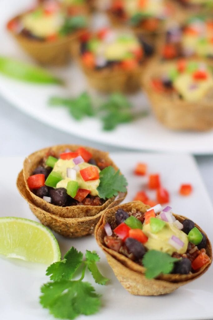 Mini Taco Cups Appetizer - Vegan & WFPB • Healthy Midwestern Girl