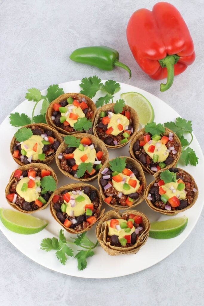 Mini Taco Cups Appetizer - Vegan & WFPB • Healthy Midwestern Girl